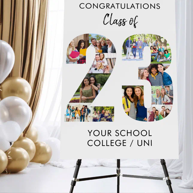 Graduation Class of 2023 Number 23 Photo Collage Foam Board | Zazzle