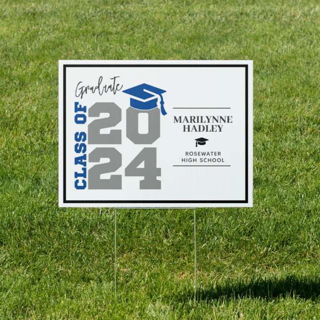 Graduation Class of 2024 Blue and Gray Sign | Zazzle