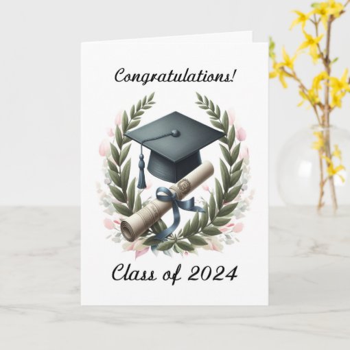 Graduation Class of 2024 Congratulations Hat Card | Zazzle