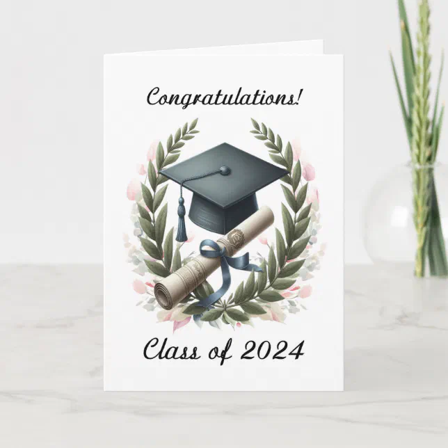 Graduation Class of 2024 Congratulations Hat Card | Zazzle