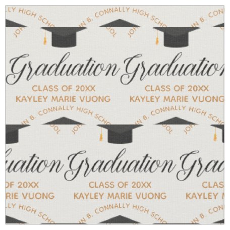 Black Graduation Class of Custom Year and Text Fabric | Zazzle