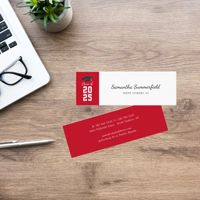 Graduation Class of 2025 Elegant Grad Calling Mini Business Card | Zazzle