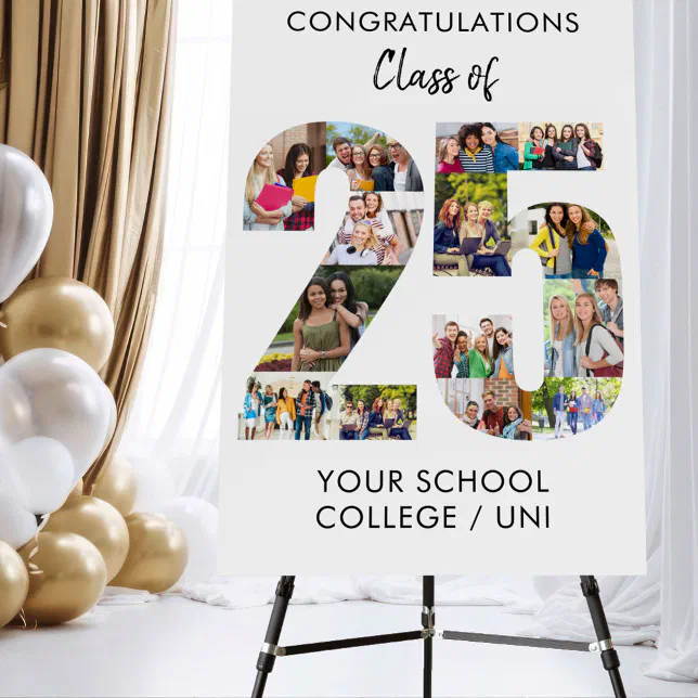 Graduation Class of 2025 Number 25 Photo Collage Foam Board | Zazzle