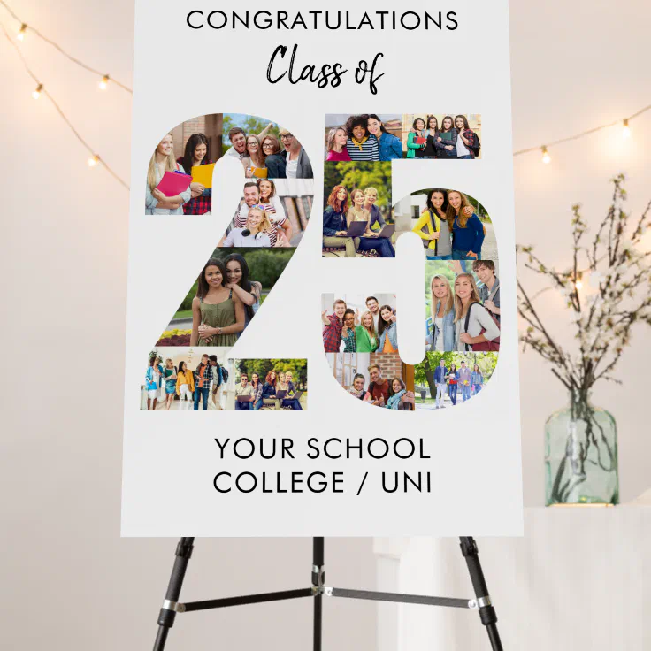 Graduation Class of 2025 Number 25 Photo Collage Foam Board | Zazzle