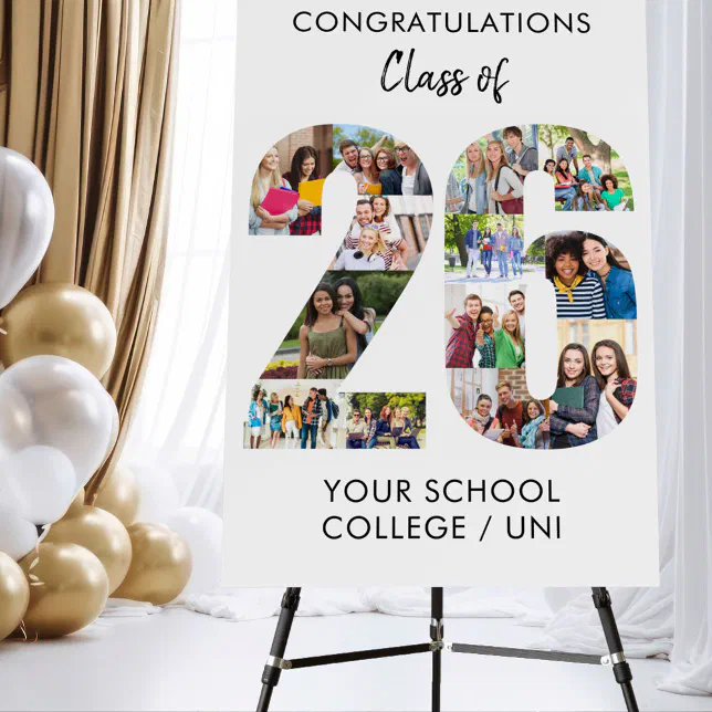 Graduation Class of 2026 Number 26 Photo Collage Foam Board | Zazzle