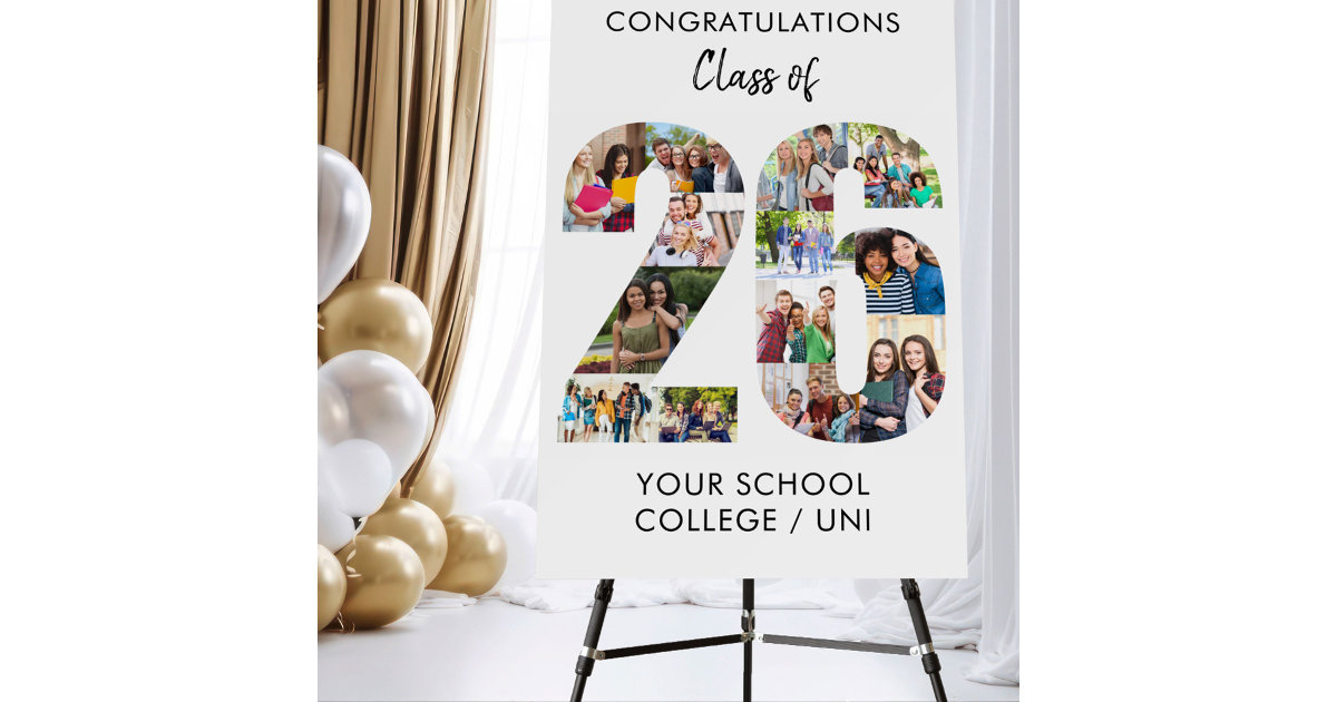 Graduation Class of 2026 Number 26 Photo Collage Foam Board | Zazzle