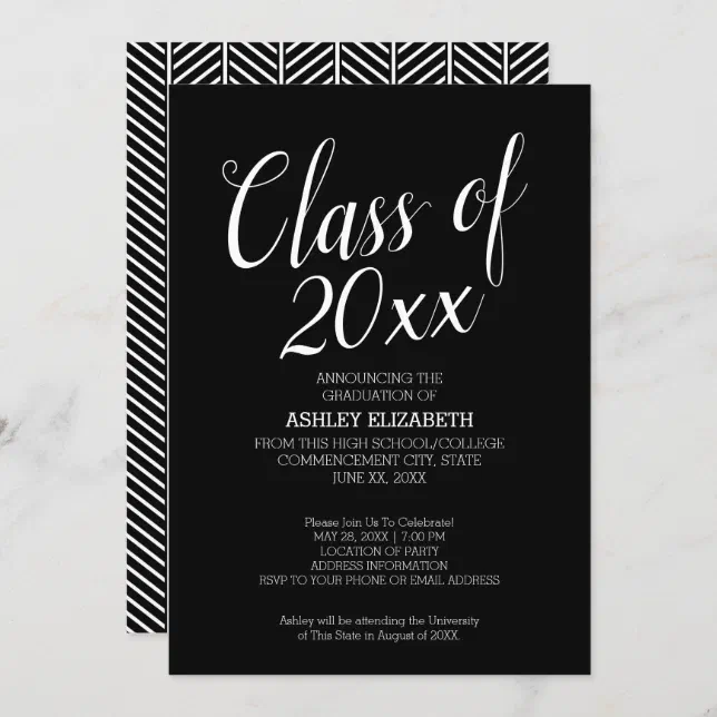 Graduation - Class of Black White Mod Party Invitation | Zazzle