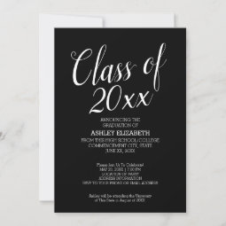 Graduation - Class of Black White Mod Party Invitation | Zazzle