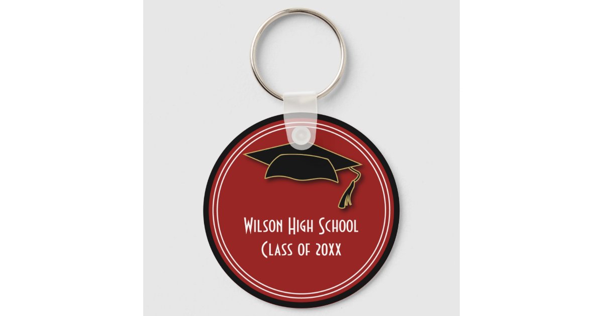 Graduation Class of Keepsake School Color Keychain | Zazzle