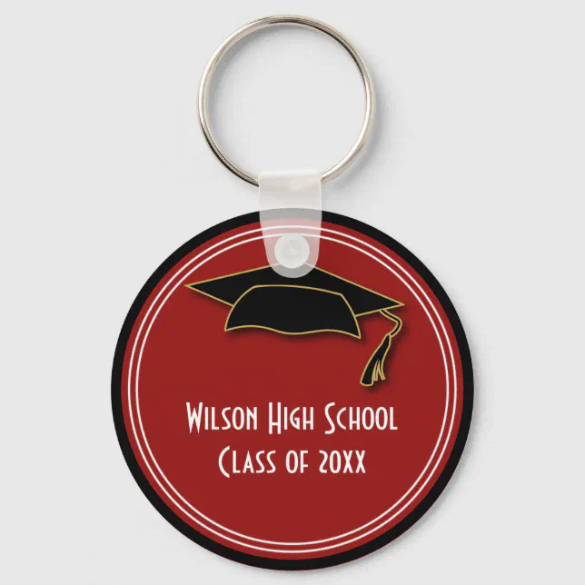Graduation Class of Keepsake School Color Keychain | Zazzle