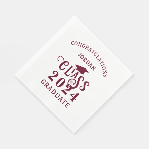 Graduation Class of Year Congrats Custom Color Napkins | Zazzle