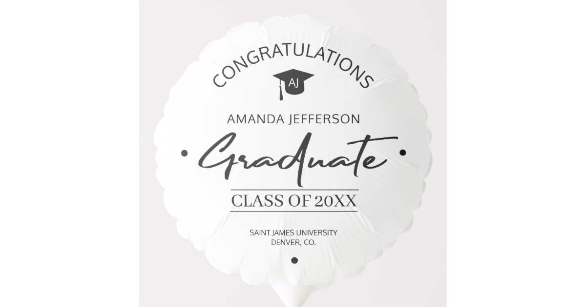 Graduation | Class year name monogram and photo Balloon | Zazzle