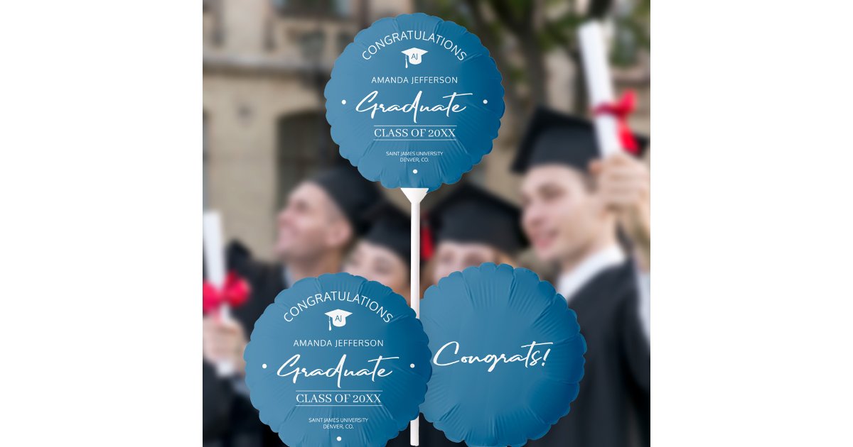 Graduation | Class year name monogram congrats Balloon | Zazzle