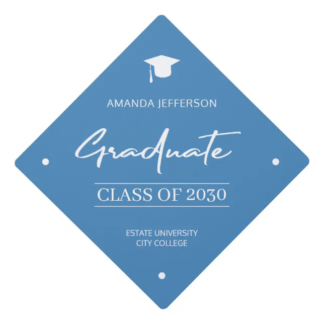 Graduation class year school elegant light blue graduation cap topper ...