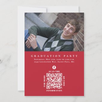 Graduation Classic Photo Cardinal Red Laureate Invitation | Zazzle