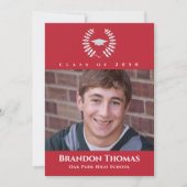 Graduation Classic Photo Cardinal Red Laureate Invitation | Zazzle