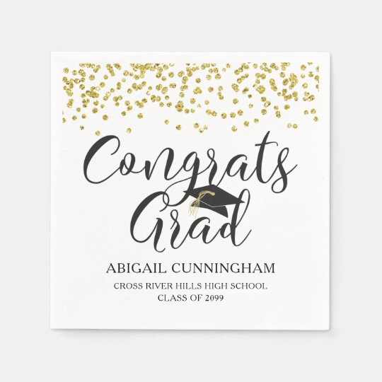 Graduation Confetti CONGRATS GRAD Personalized Napkins | Zazzle.com