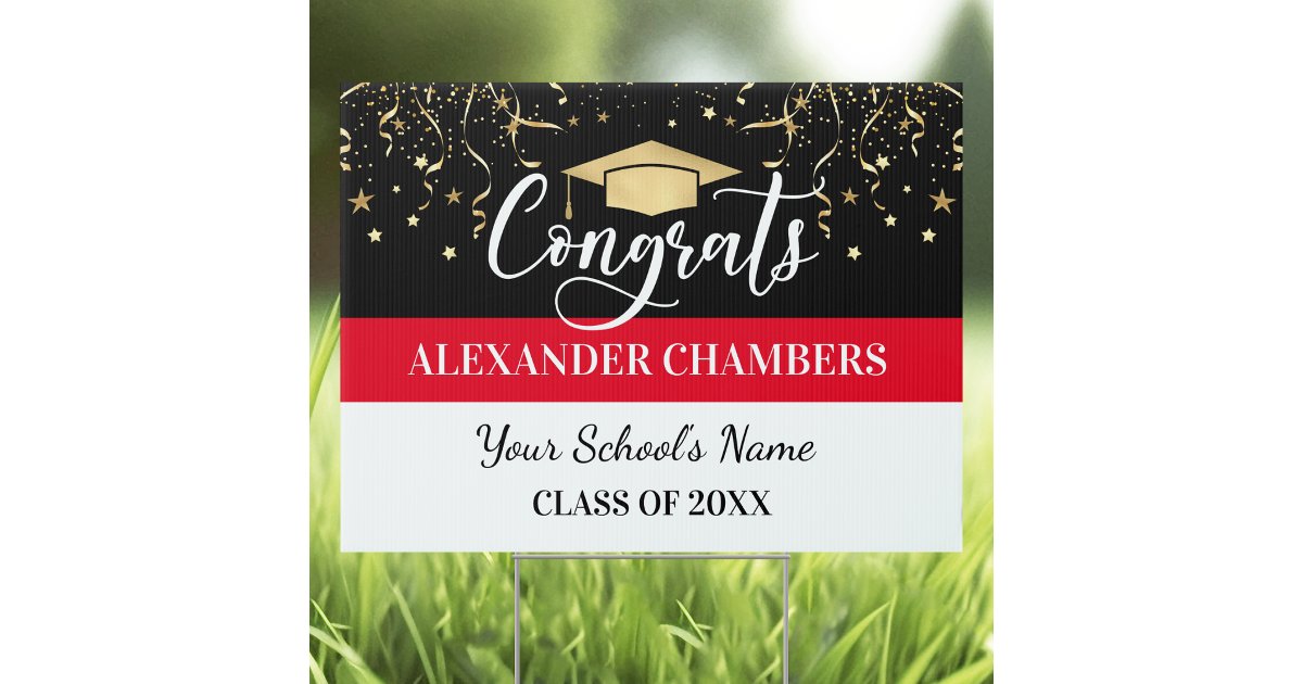 Graduation Confetti Red Yard Sign | Zazzle