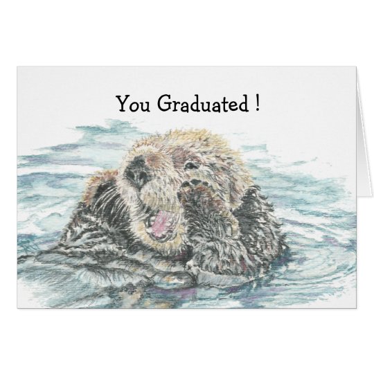 Graduation Congrats Cute Excited Otter Humorous Card | Zazzle.com