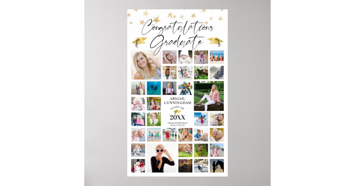 Graduation Congrats Grad 35 Photo Collage Poster | Zazzle