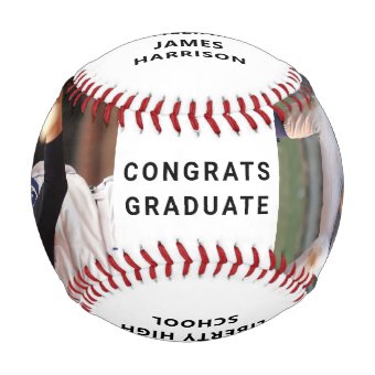Graduation Congrats Personalized Photo Baseball | Zazzle