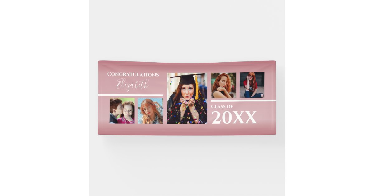 Graduation Congratulation Photo Pink Banner | Zazzle