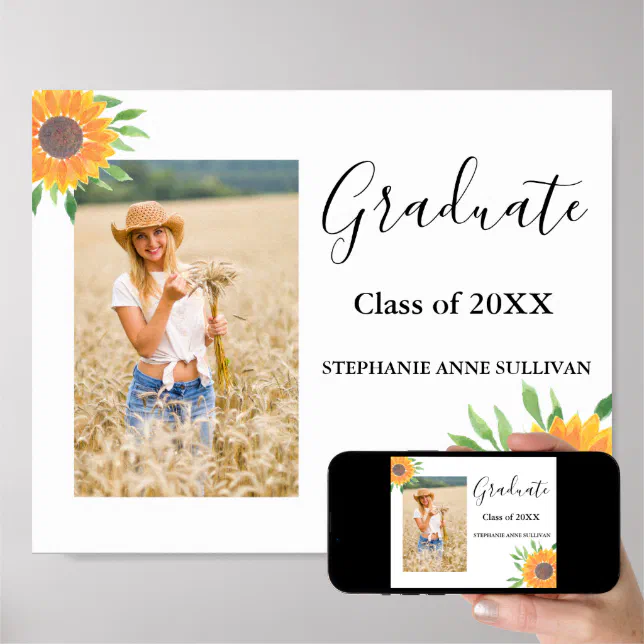 Graduation Congratulation Photo Sunflower Poster | Zazzle