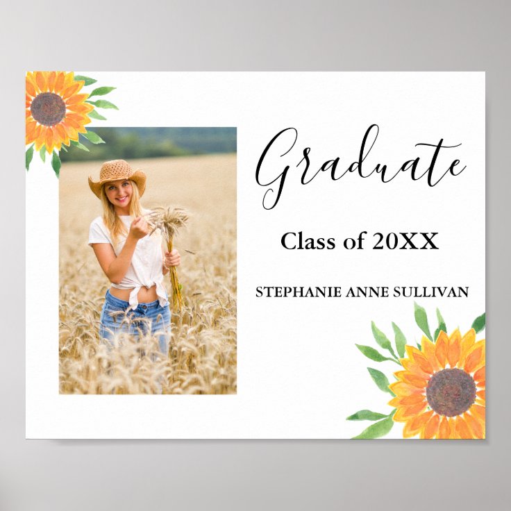 Graduation Congratulation Photo Sunflower Poster | Zazzle
