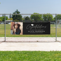 Graduation congratulations black modern photo banner | Zazzle