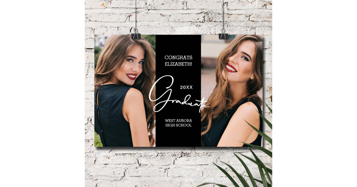 Graduation Congratulations Black Modern Photo Poster | Zazzle