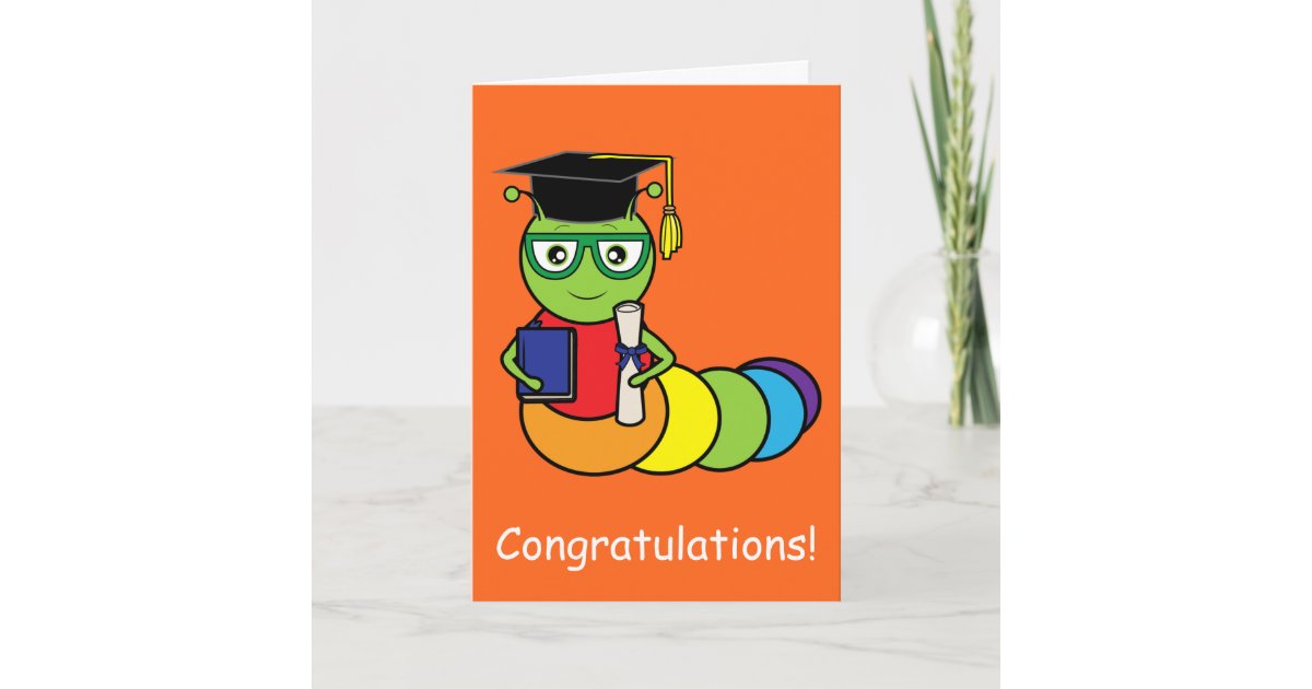 Graduation Congratulations Bookworm Card | Zazzle