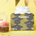 Graduation Congratulations Cap Gold Glitter Wrapping Paper | Zazzle