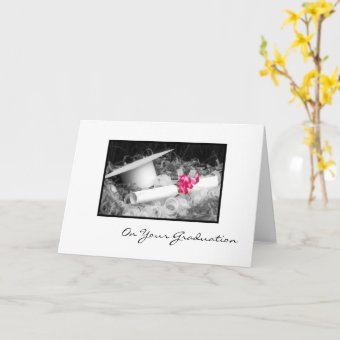 Graduation Congratulations Diploma Pink Ribbon Card | Zazzle