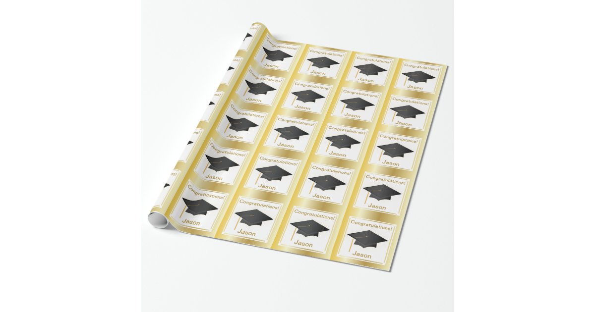 Graduation Congratulations Gold Personalized Wrap Wrapping Paper | Zazzle