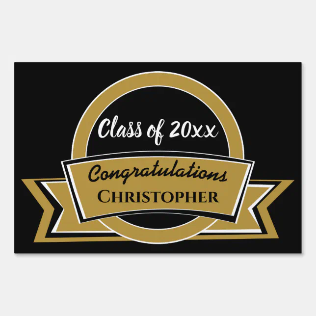Graduation Congratulations Gold Ribbon Simple Sign | Zazzle