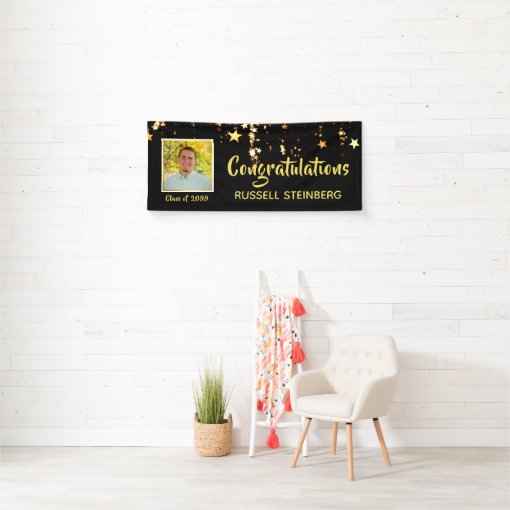 Graduation Congratulations | Gold Stars | Photo Banner | Zazzle