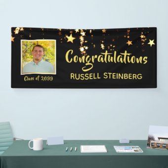 Graduation Congratulations | Gold Stars | Photo Banner | Zazzle