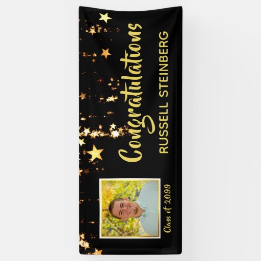 Graduation Congratulations | Gold Stars | Photo Banner | Zazzle