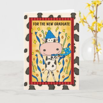Graduation Congratulations Graduate Cartoon Cow Card | Zazzle