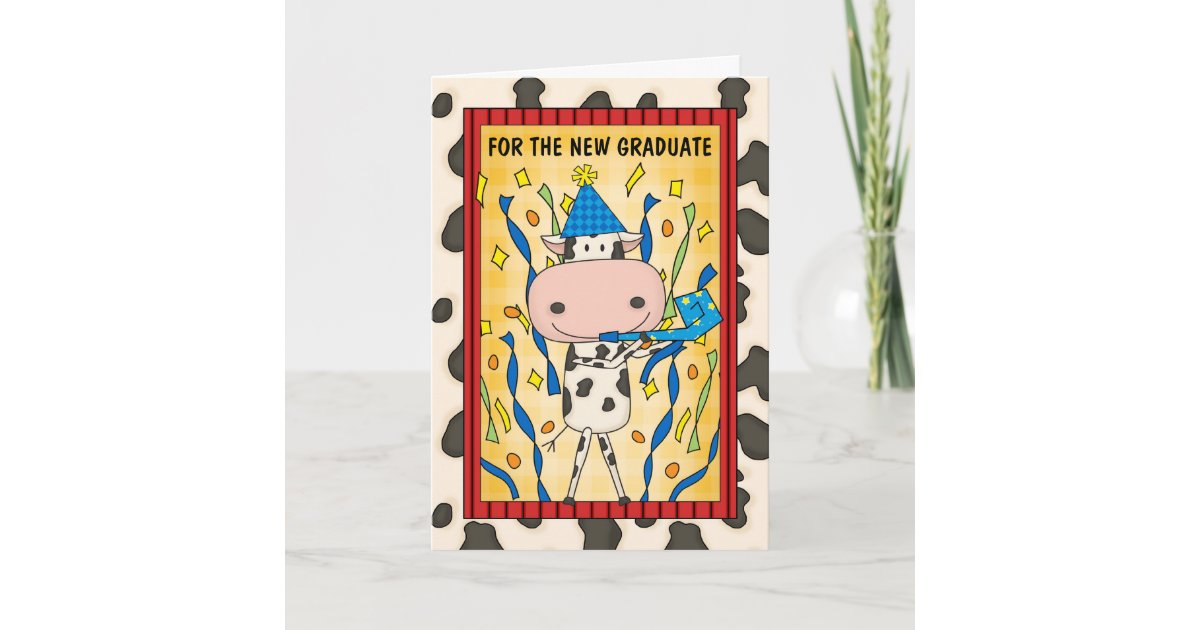Graduation Congratulations Graduate Cartoon Cow Card | Zazzle