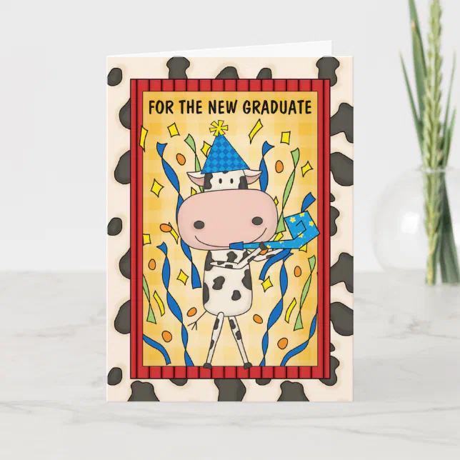 Graduation Congratulations Graduate Cartoon Cow Card | Zazzle