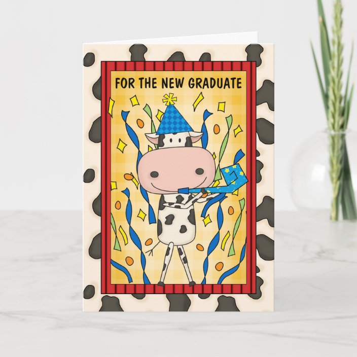 Graduation Congratulations Graduate Cartoon Cow Card | Zazzle.com