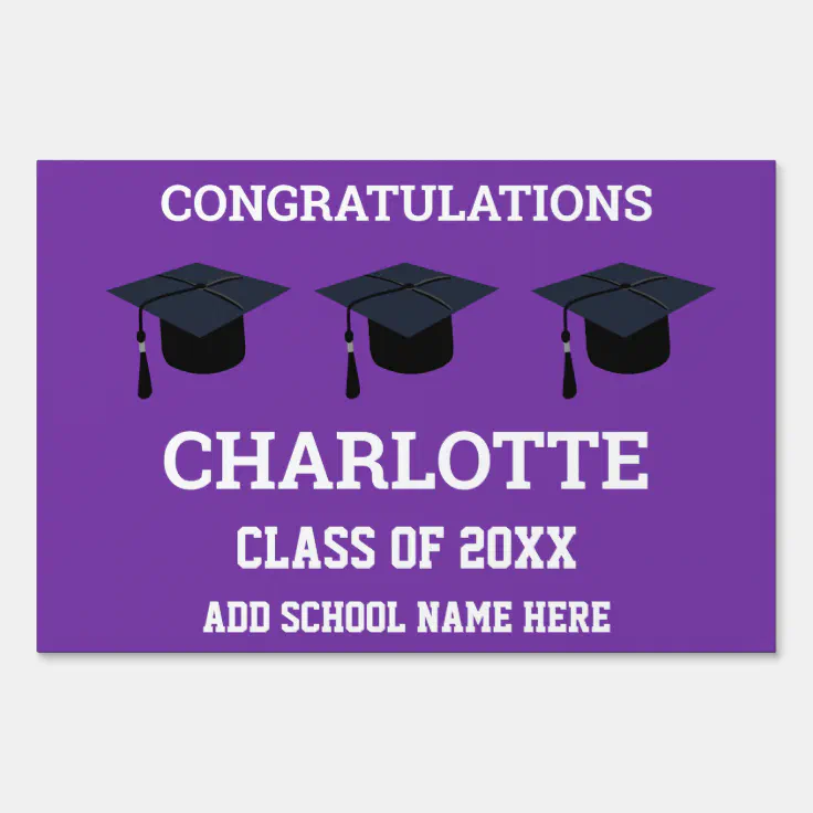 Graduation Congratulations Graduate Purple Sign | Zazzle