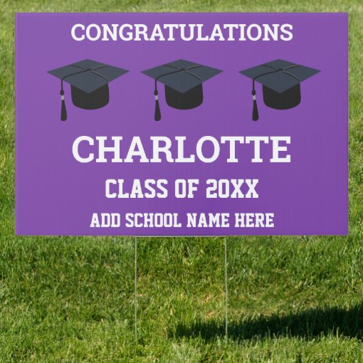 Graduation Congratulations Graduate Purple Sign | Zazzle