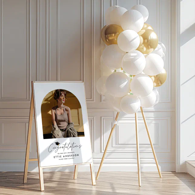 Graduation congratulations modern photo welcome foam board | Zazzle