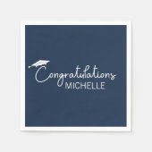 Graduation Congratulations Navy Blue White Script Napkins | Zazzle