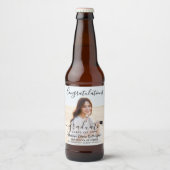 Graduation Congratulations Photo & Black Script Beer Bottle Label | Zazzle