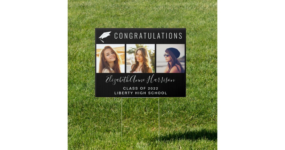 Graduation Congratulations Photos Black Sign | Zazzle.com
