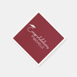 Graduation Congratulations Red White Script Simple Napkins | Zazzle