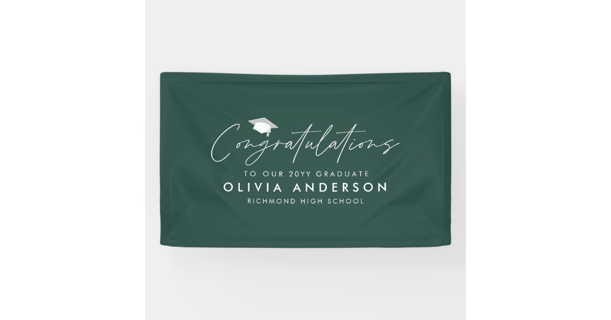 Graduation congratulations simple modern green banner | Zazzle